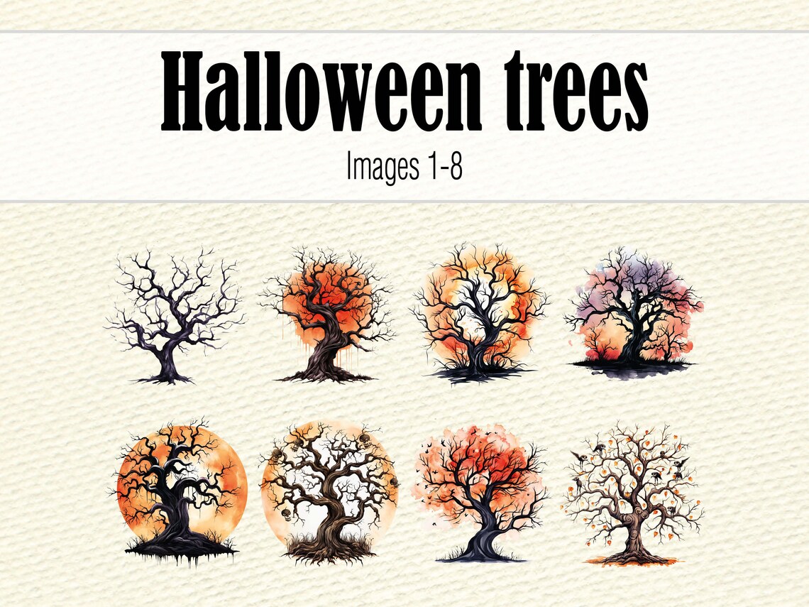 Halloween Tree Clipart, Spooky Trees PNG Tree Silhouette, Halloween ...