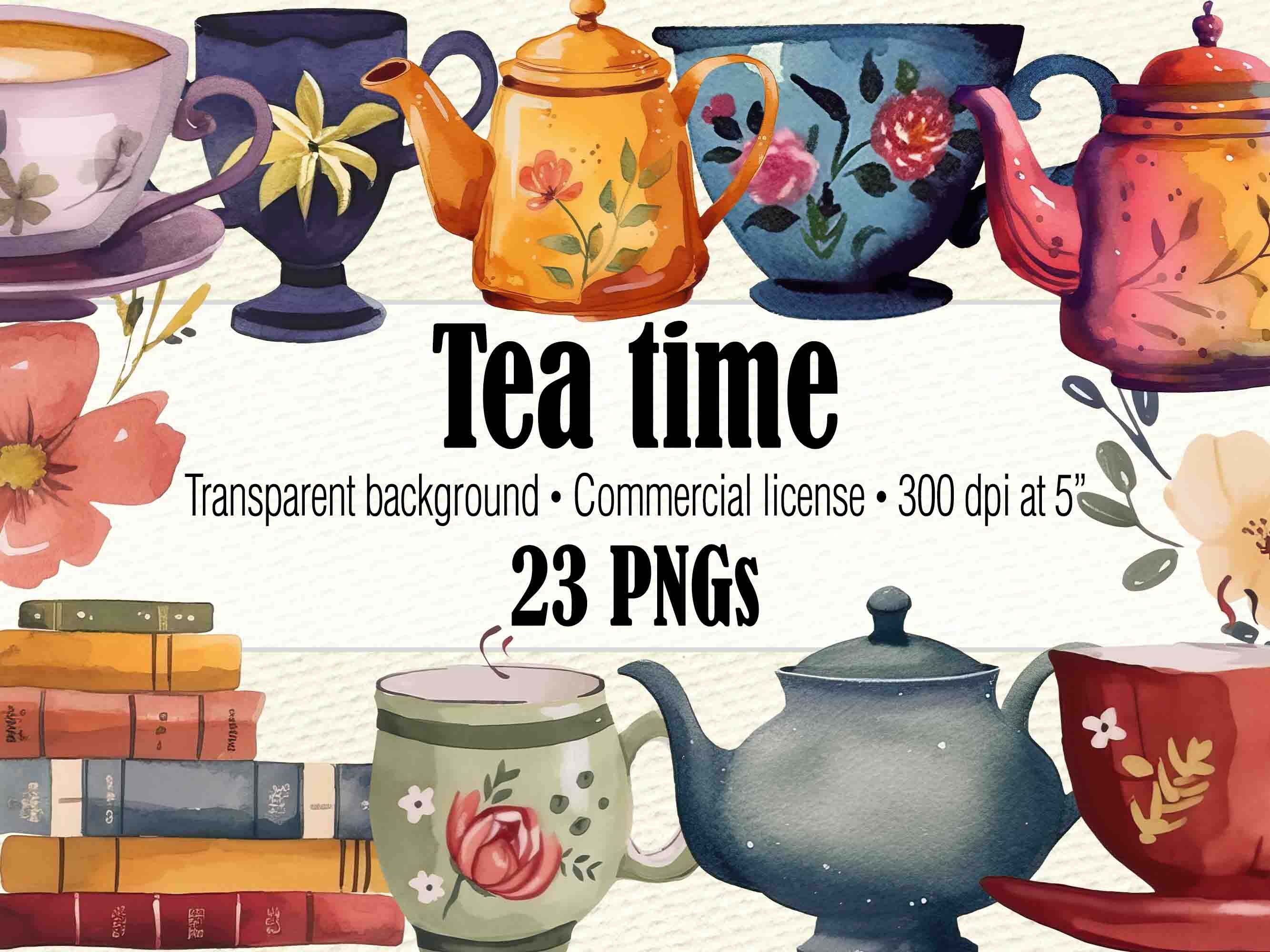 Watercolor Teapot Clipart, Tea Time PNG, Tea Party Clipart, Tea Cup ...
