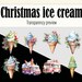 Christmas Ice Cream Cone Clipart, Watercolor Snowman Clipart, Ice Cream ...