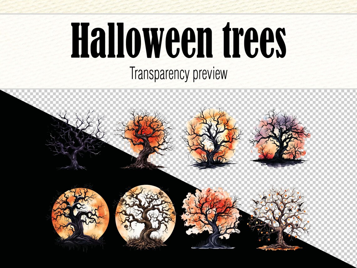 Halloween Tree Clipart, Spooky Trees PNG Tree Silhouette, Halloween ...