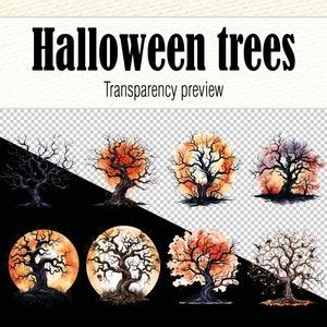 Halloween Tree Clipart, Spooky Trees PNG Tree Silhouette, Halloween ...