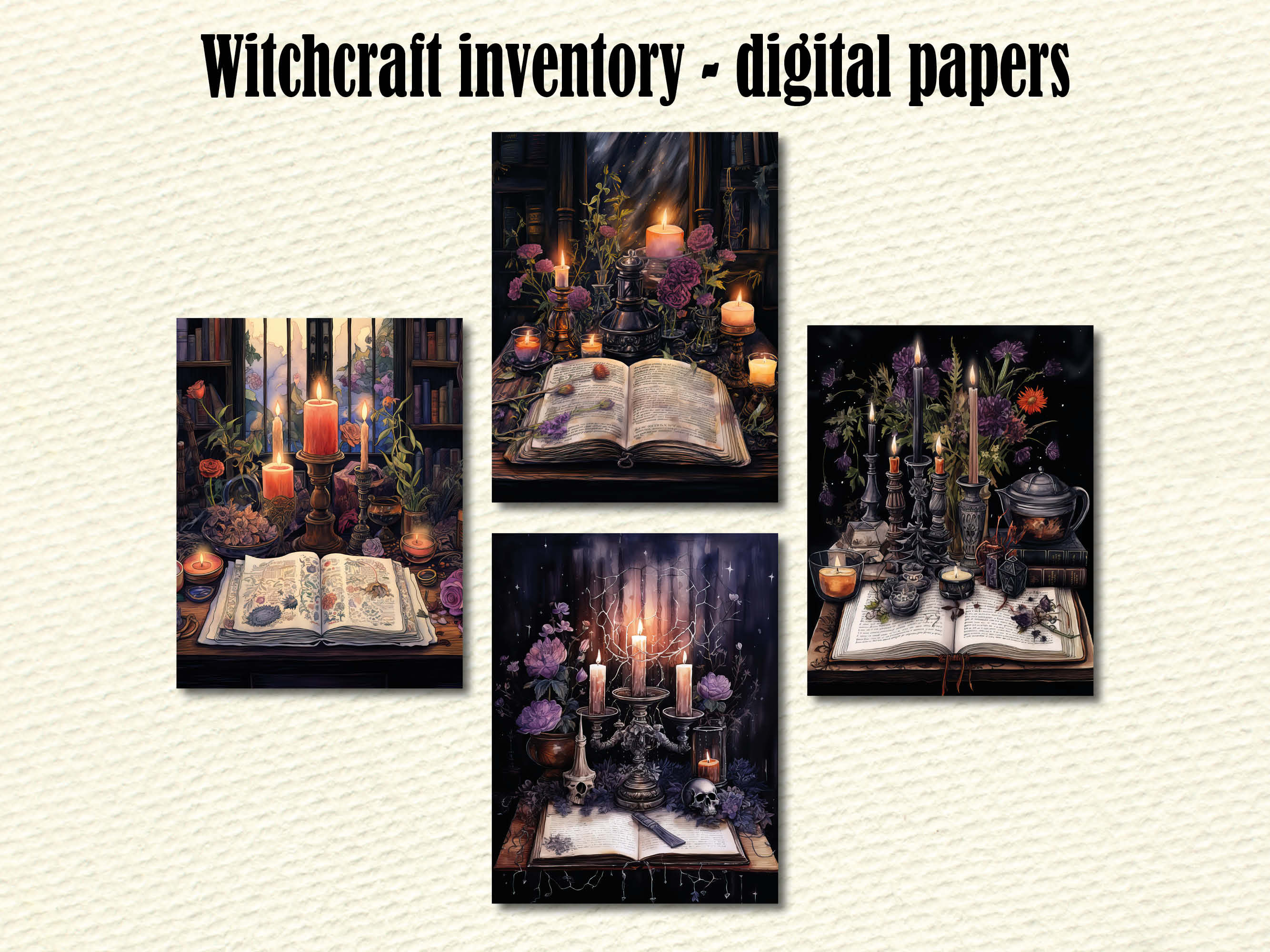 Dark Witchcraft Journal Digital Paper, Magic Witch Junk Journal Pages ...