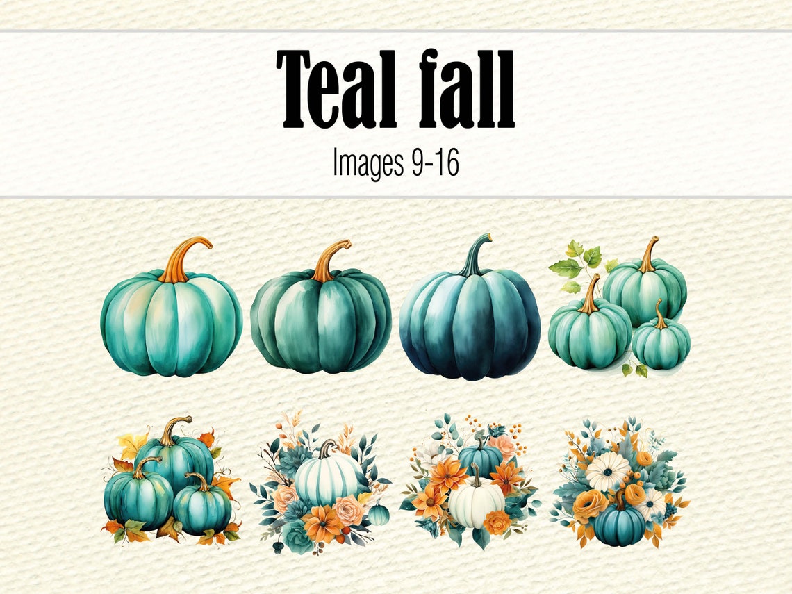 Teal Fall Clipart Teal Pumpkin Clipart Fall Girl Clipart - Etsy
