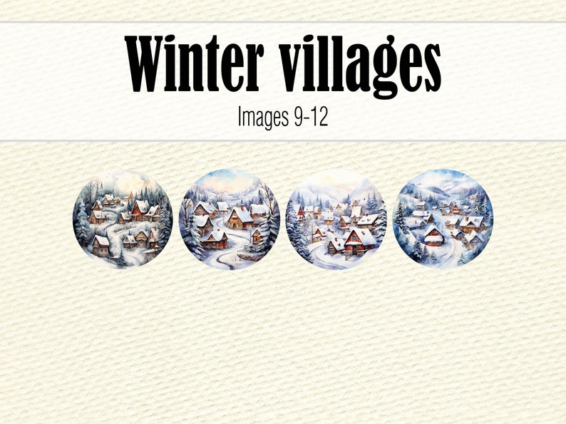 Winter Clipart, Watercolor Winter Village Clipart, Winter Wonderland ...