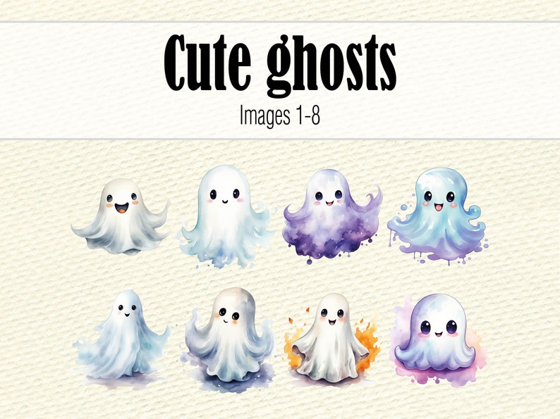 Cute Ghost Clipart, Pastel Halloween Clipart, Kawaii Halloween Ghost ...