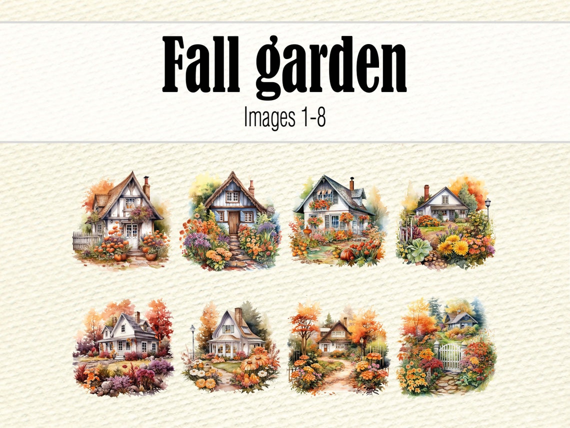 Fall Garden Clipart, Garden Junk Journal, Autumn Garden Gate Farmhouse ...