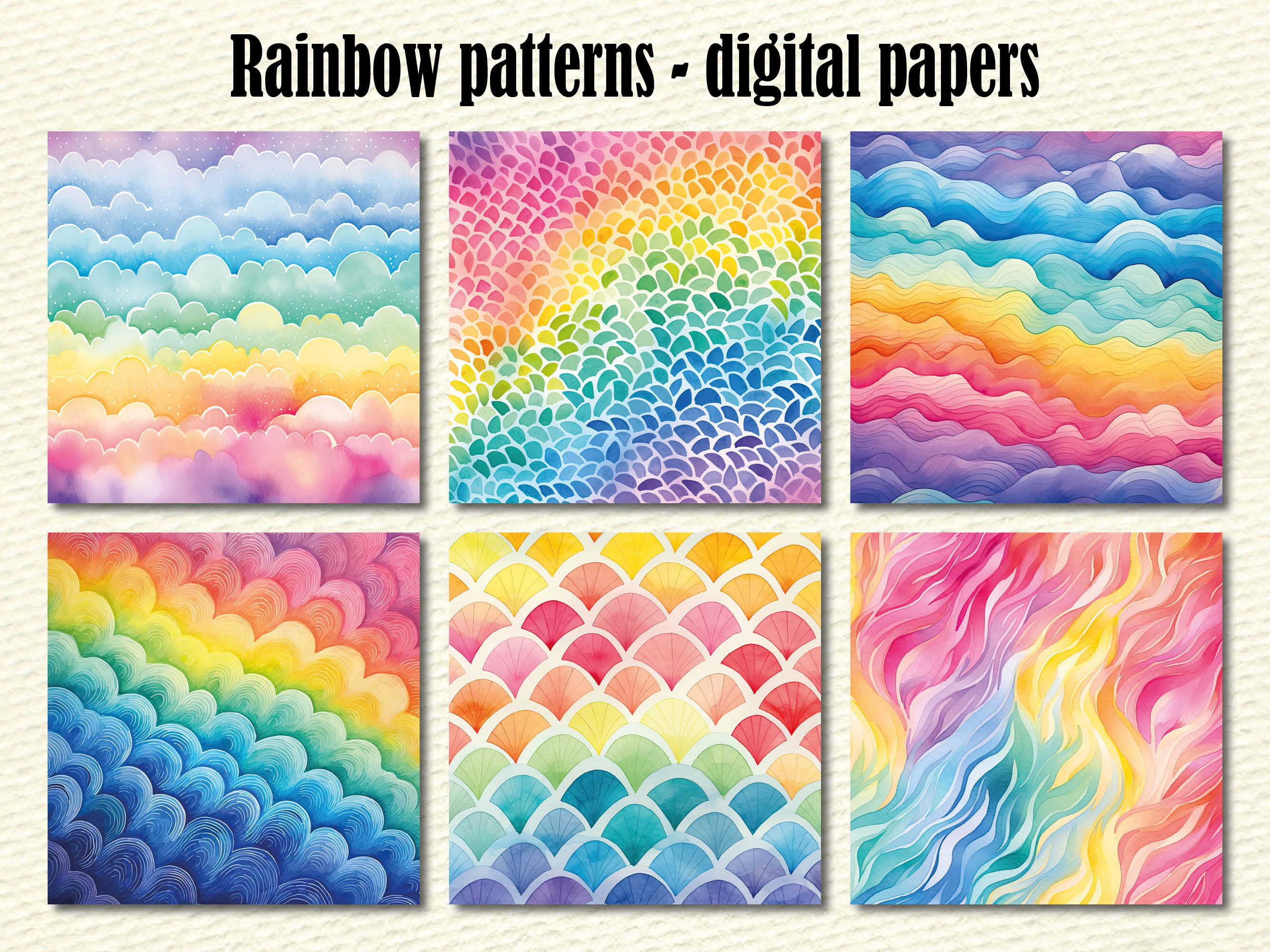 Rainbow Pattern Digital Paper Watercolor Rainbow Wallpaper - Etsy
