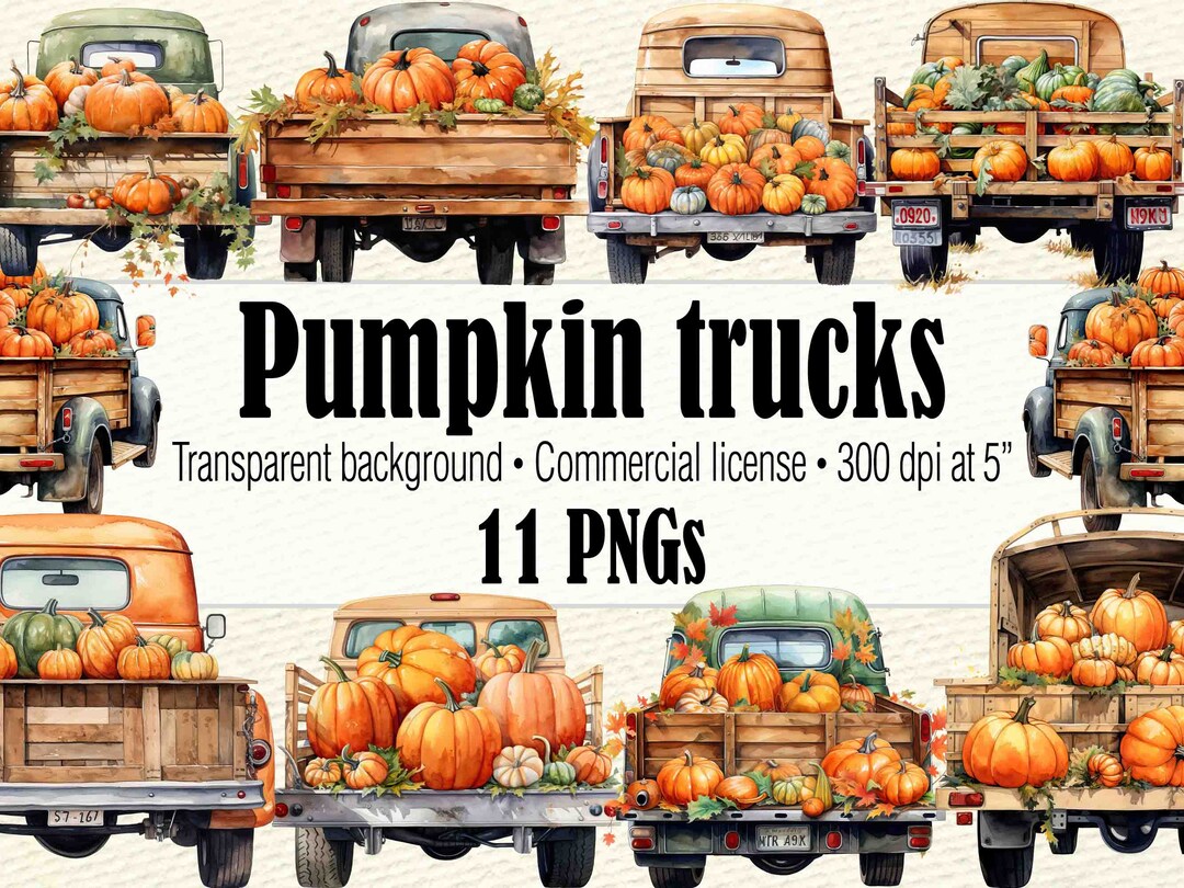 Pumpkin Truck Clipart, Fall Truck With Pumpkins, Halloween Truck PNG ...