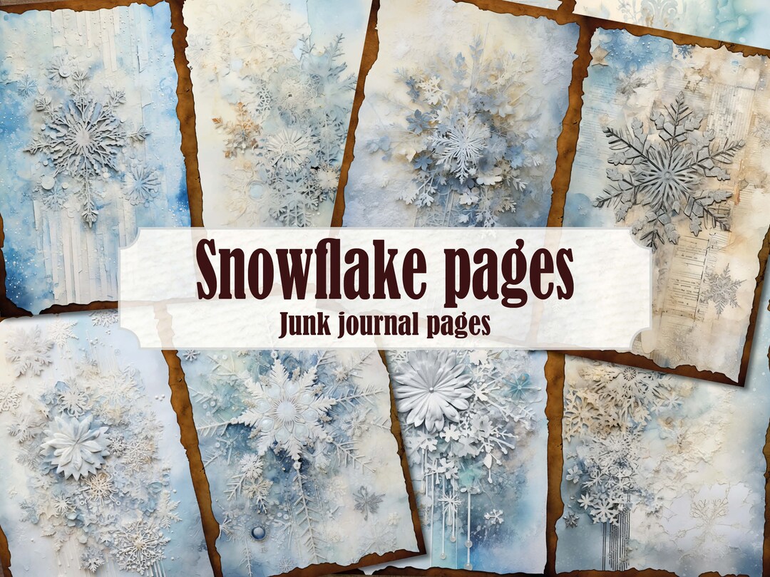 Snowflake Winter Junk Journal Pages, Shabby Chic Snow Junk Journal ...