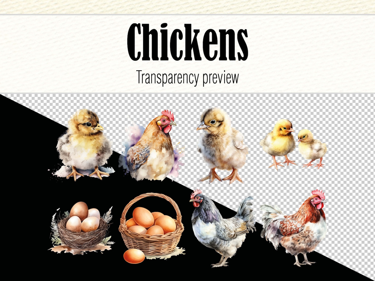 Watercolor Chicken Clipart, Floral Chicken PNG, Watercolor Rooster ...