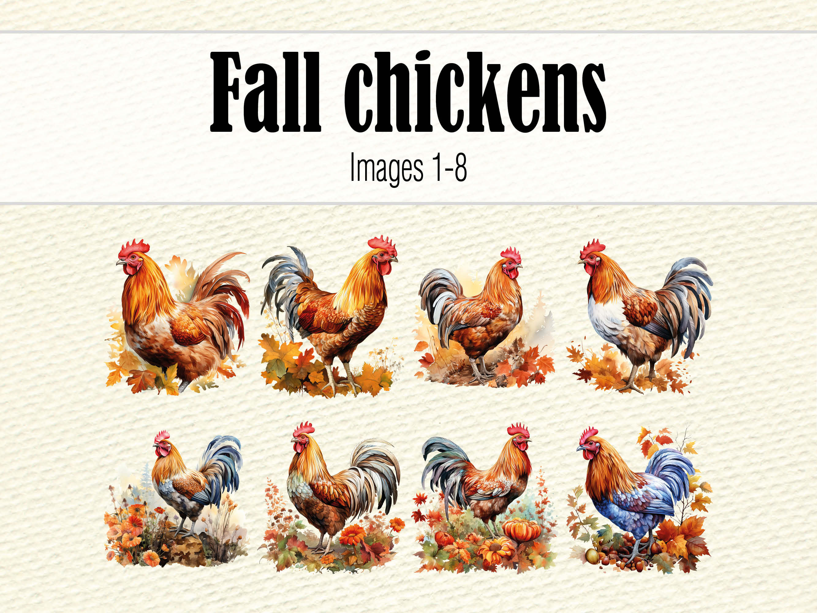 Fall Chicken Png, Watercolor Chicken Sublimation, Farm Animals Png ...