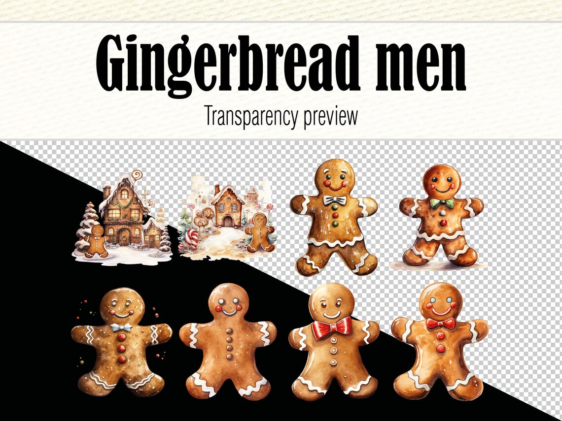 Gingerbread Clipart, Gingerbread Man PNG, Watercolor Christmas Clipart ...