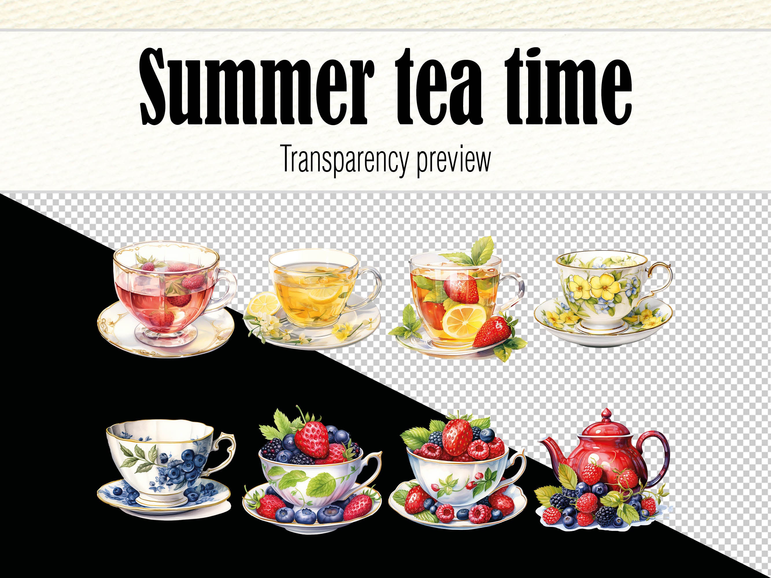 Tea Time PNG, Tea Cup Clipart PNG, Floral Summer Spring Clipart ...