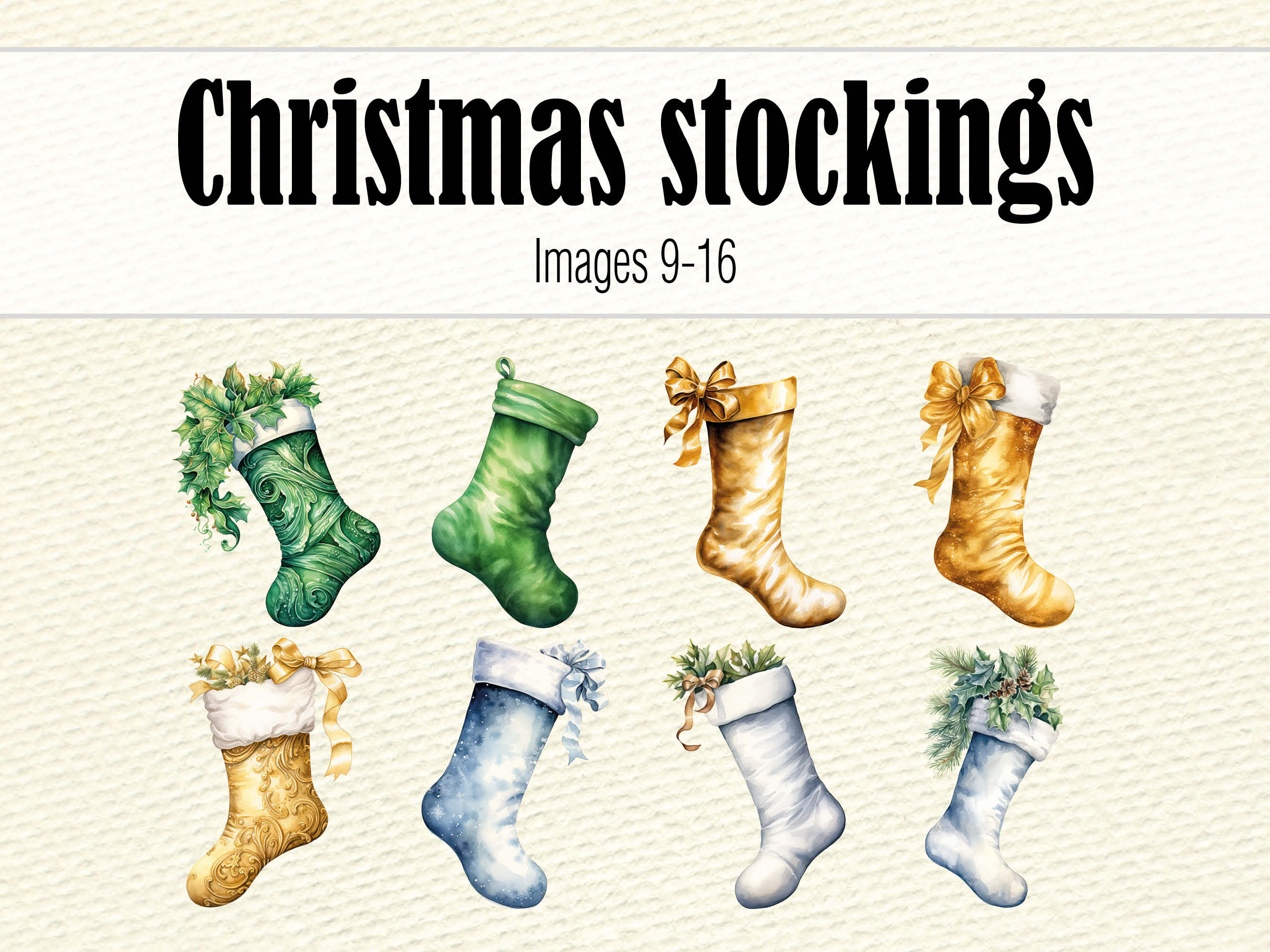 Christmas Stocking Clipart Christmas Sock Clipart Watercolor - Etsy