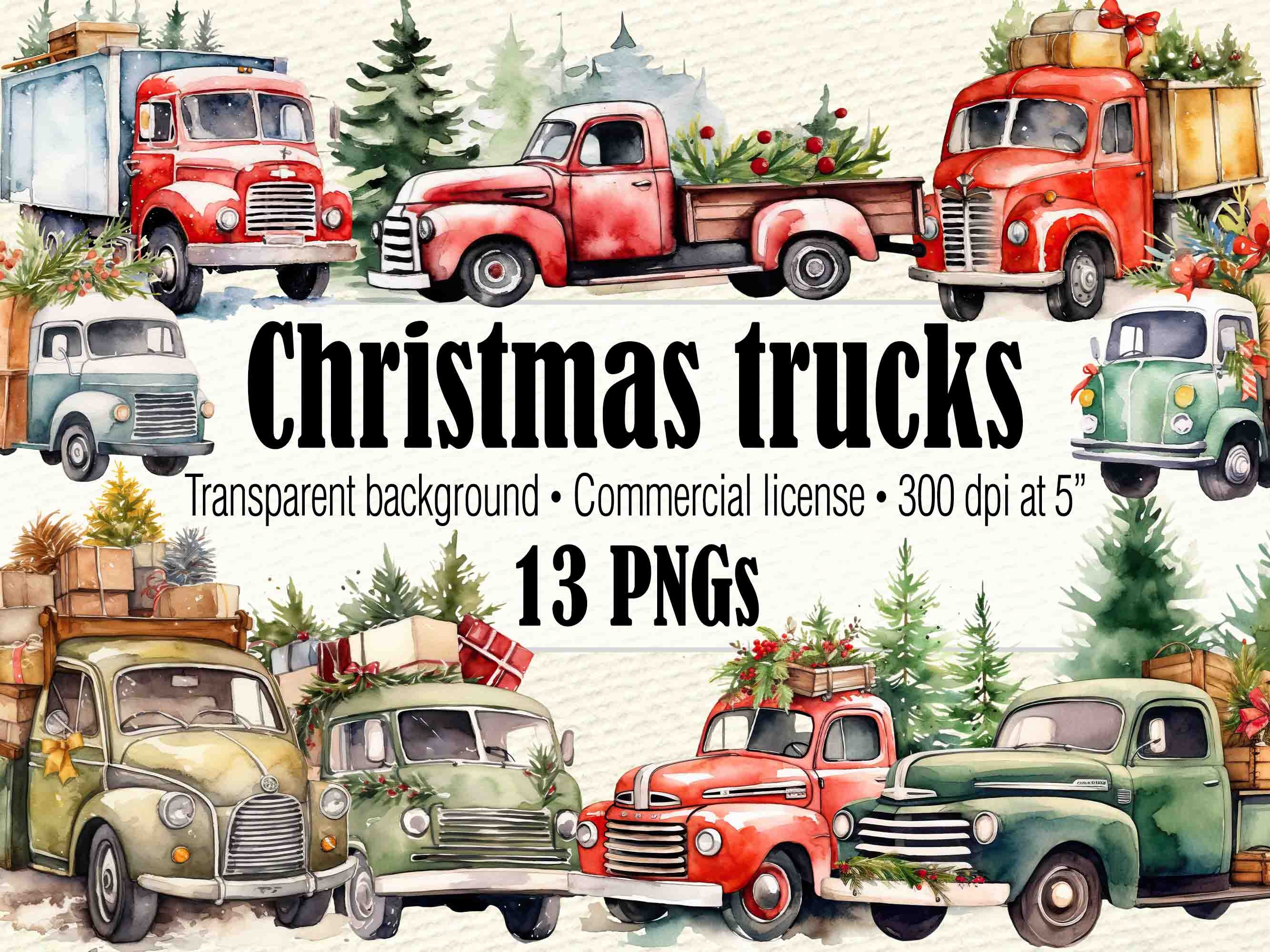 Christmas Delivery Truck Clipart, Red Truck Christmas Tree Farm Truck ...