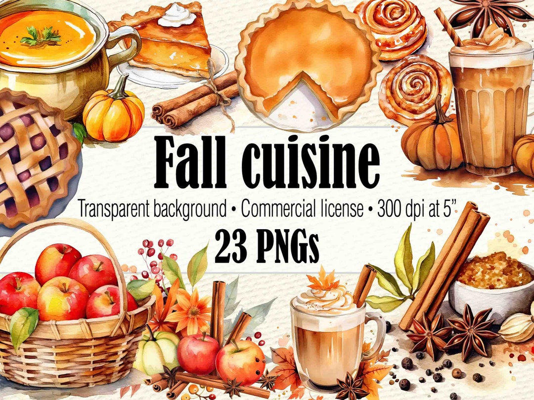 Watercolor Pumpkin Spice PNG, Apple Pie Clipart, Fall Coffee Clipart ...