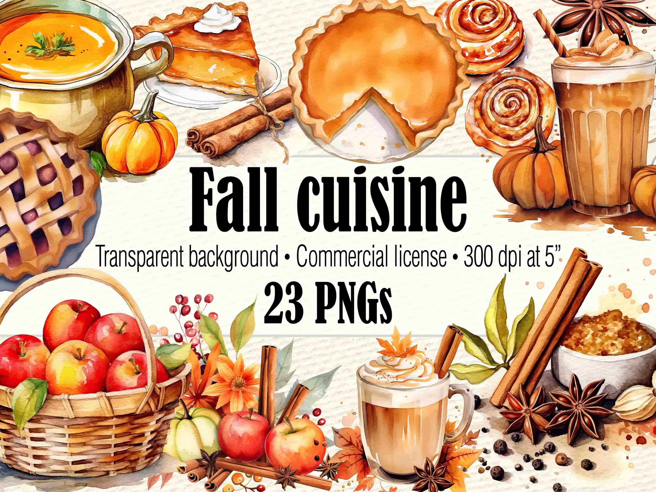 Watercolor Pumpkin Spice PNG, Apple Pie Clipart, Fall Coffee Clipart ...