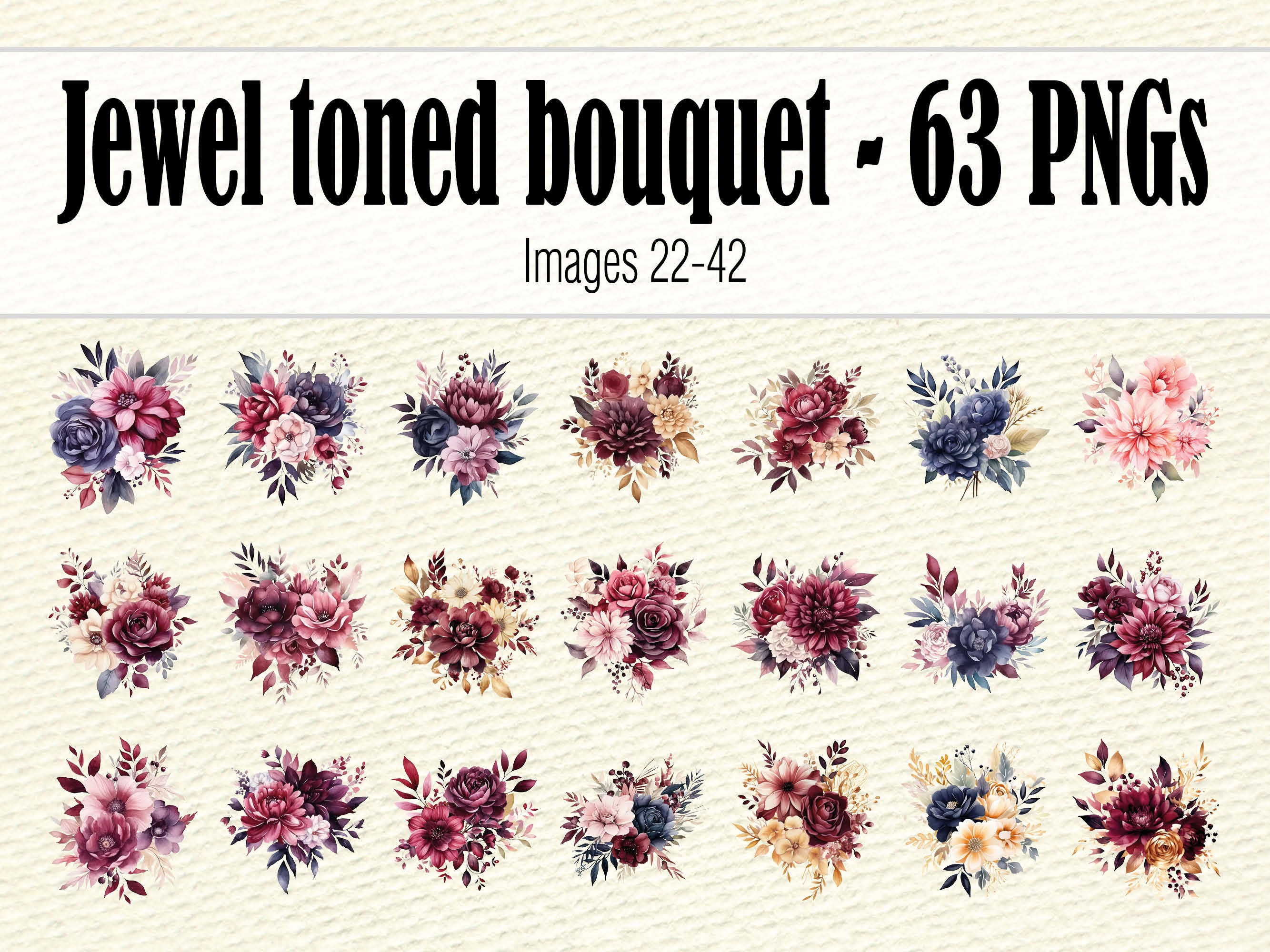 Watercolor Jewel Tone Floral Clipart, Jewel Tone Wedding Clipart ...