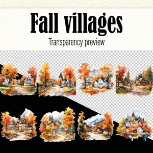 Fall Village Clipart, Cozy Autumn Clipart, Cottagecore Clipart ...