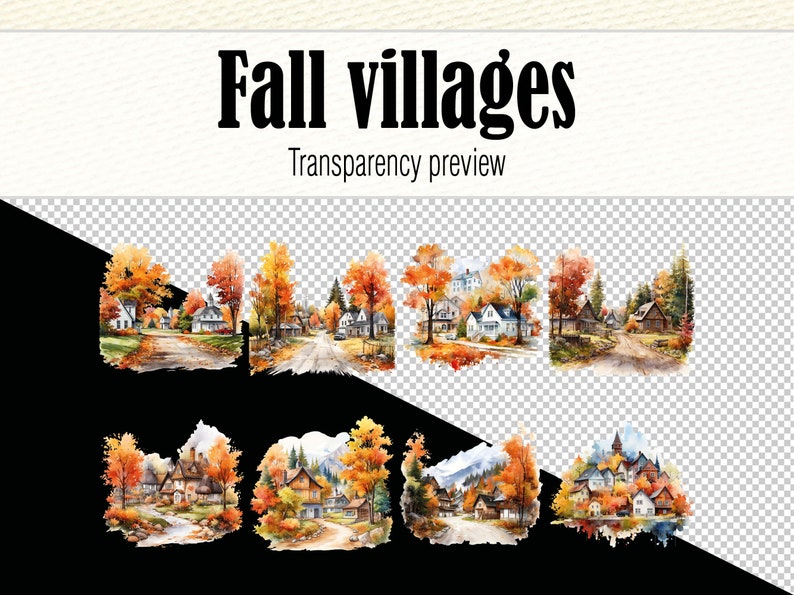 Fall Village Clipart, Cozy Autumn Clipart, Cottagecore Clipart ...