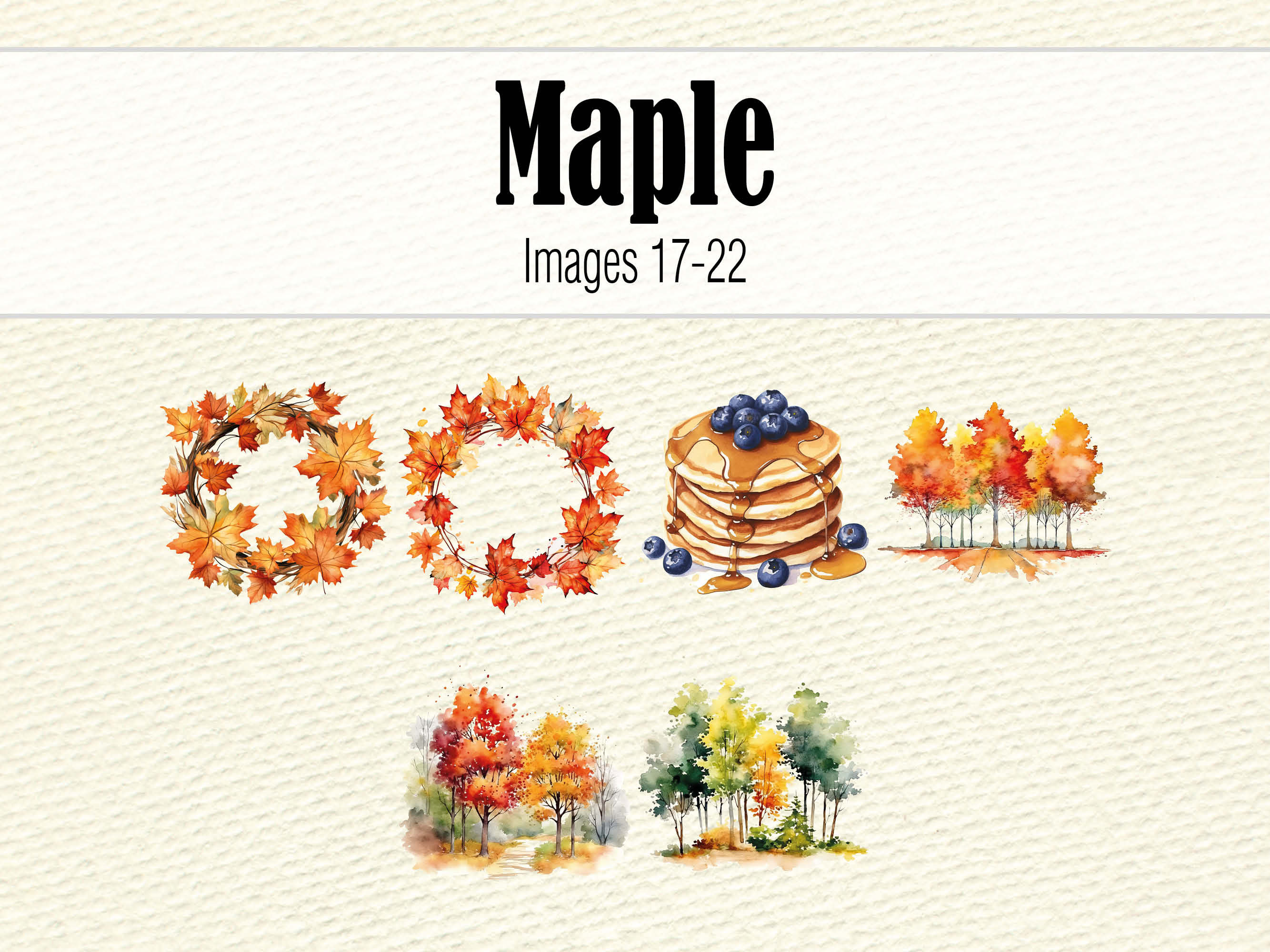 Watercolor Maple Wreath Clipart Watercolor Maple Tree - Etsy