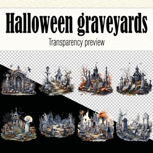 Graveyard Tombstone Clipart, Scary PNG Halloween Graphics, Horror ...