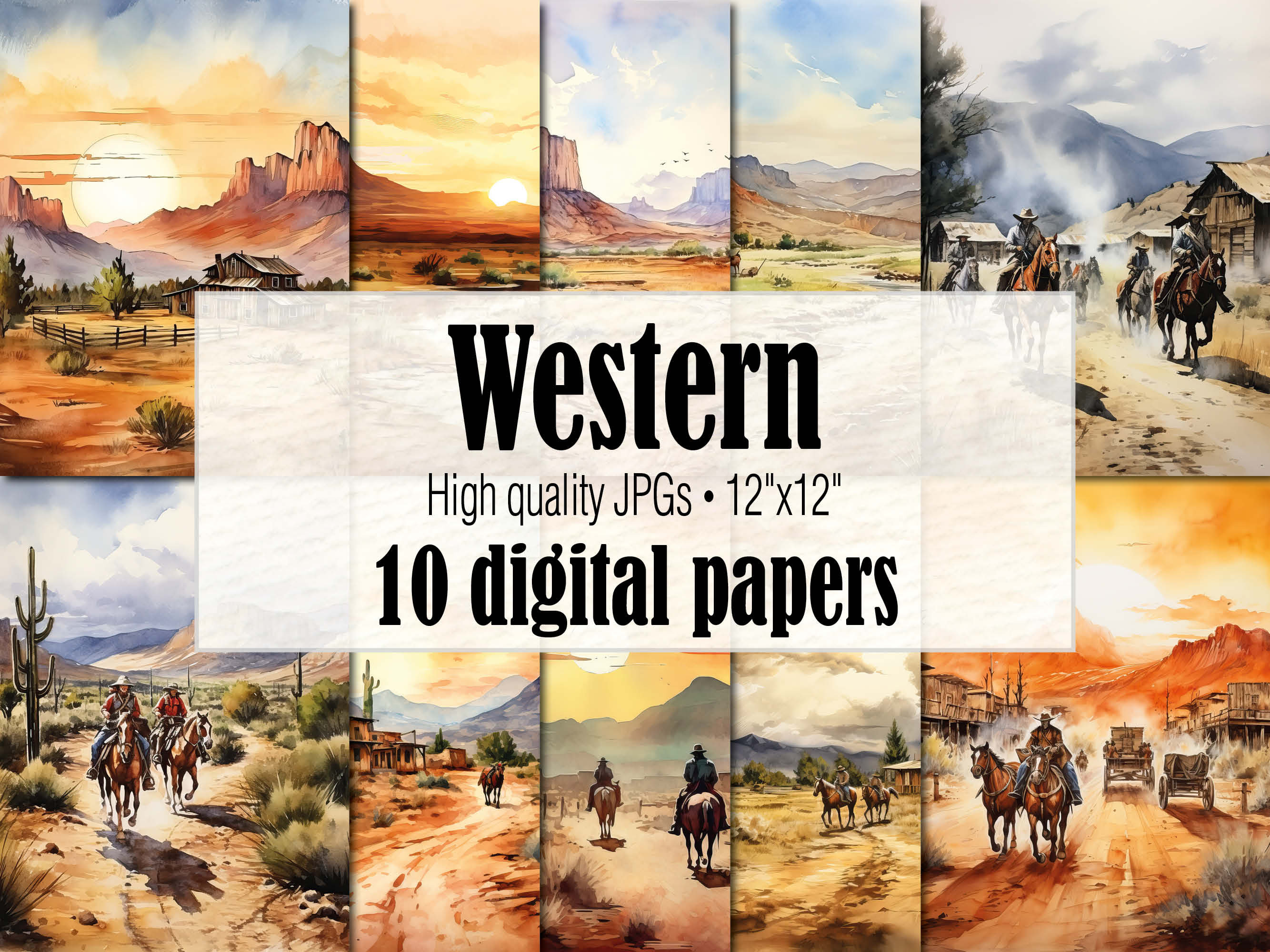 Western Backdrop Digital Paper, Western Wallpaper Poster, Western ...