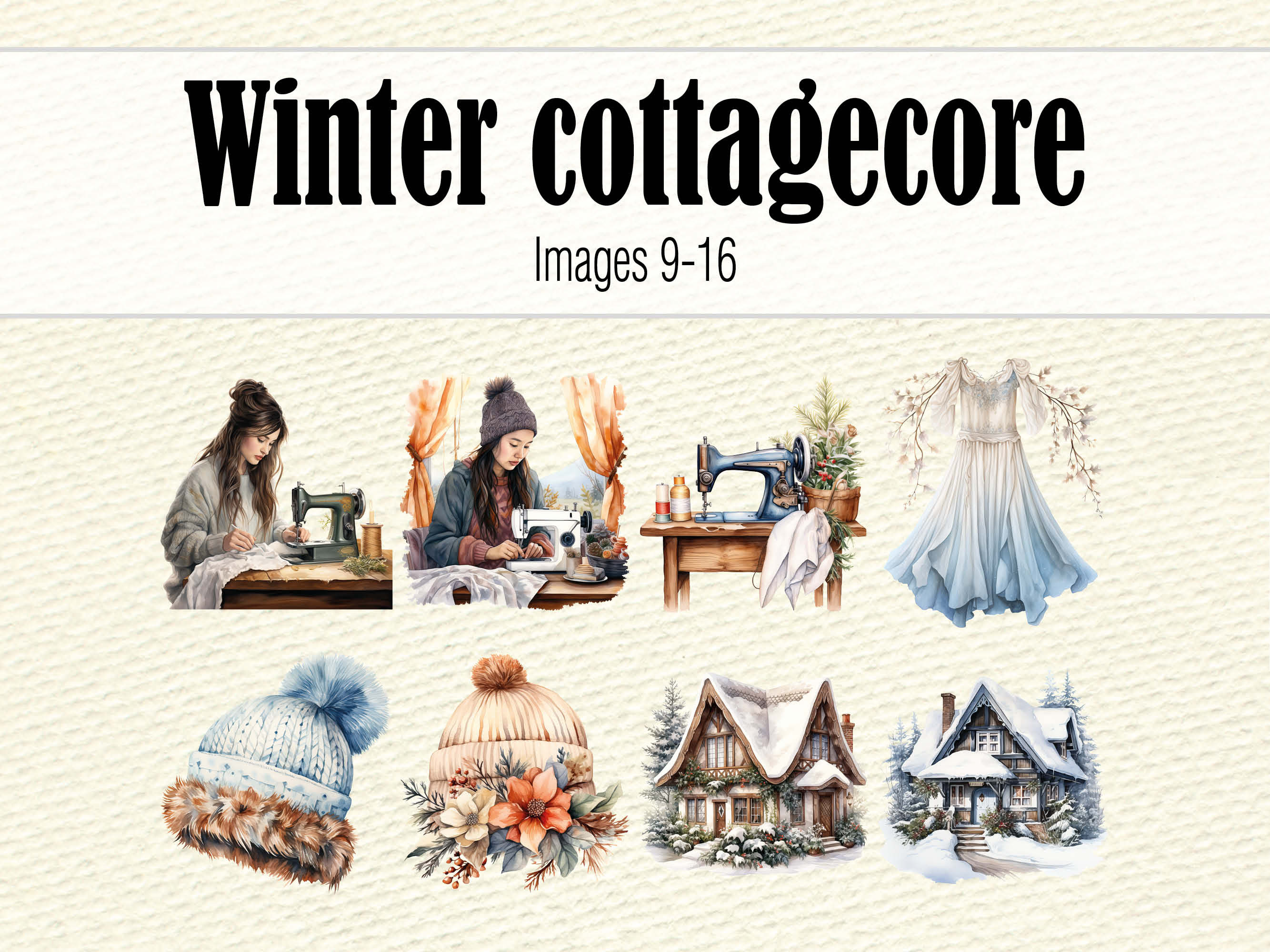 Winter Cottagecore PNG, Vintage Farmhouse Cottage Clipart, Rustic ...