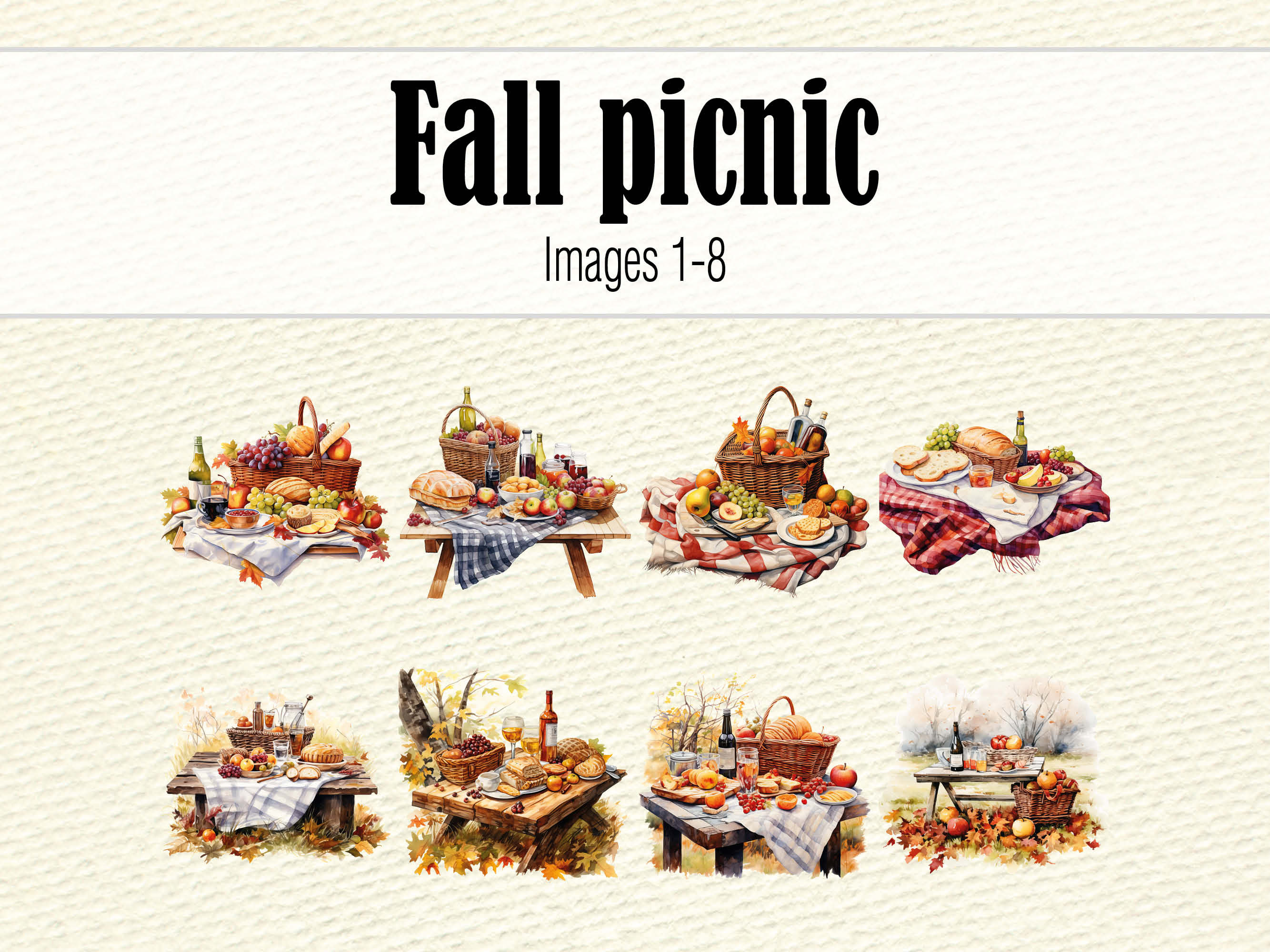 Picnic Clipart Cozy Autumn Food Clipart Rustic Picnic Basket - Etsy