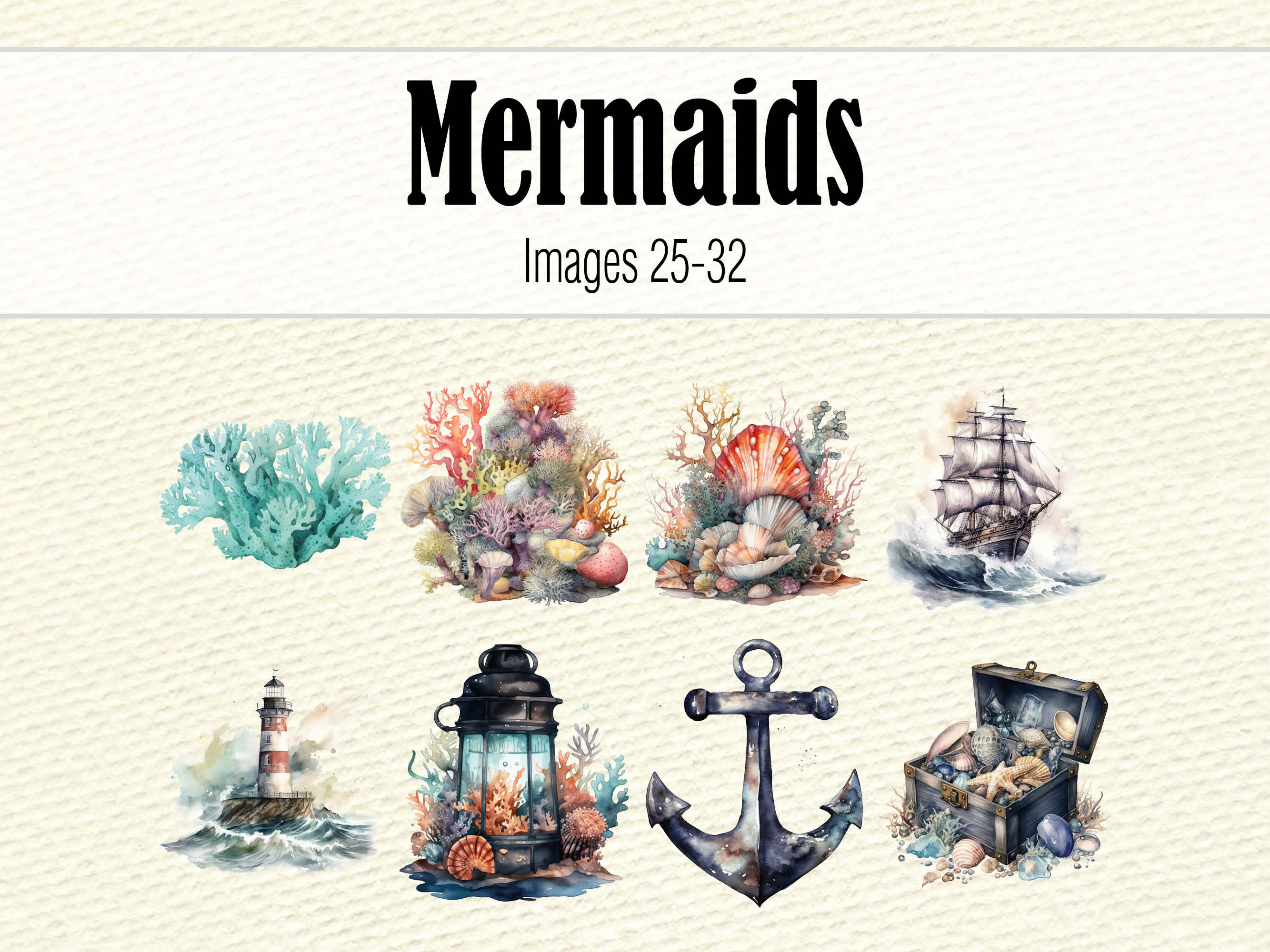 Watercolor Mermaid Clipart Mermaid PNG Sea Life Clipart - Etsy