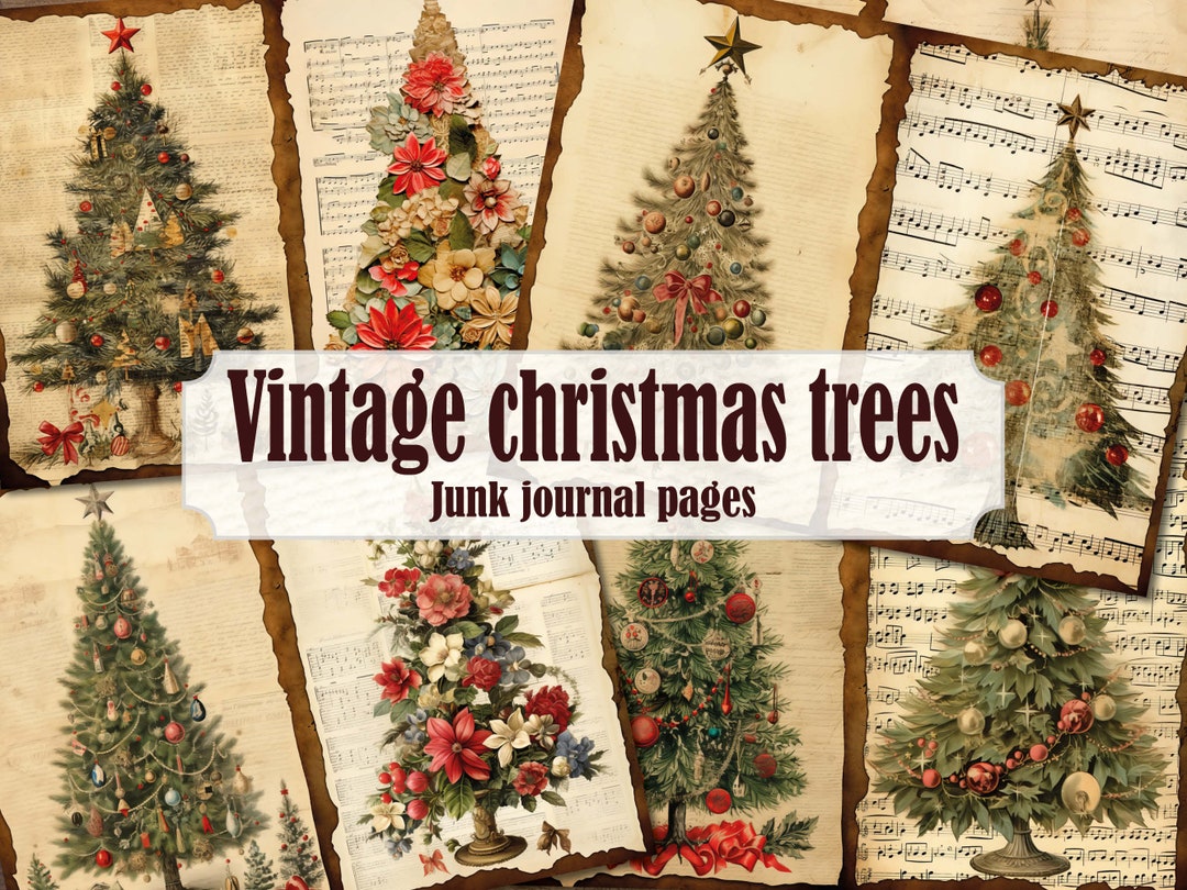 Vintage Christmas Tree Junk Journal Pages Retro Christmas - Etsy