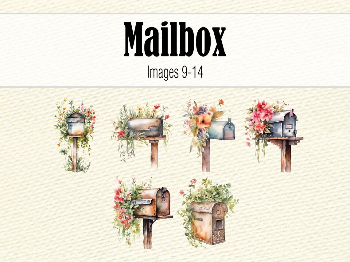 Watercolor Mailbox Clipart, Watercolor Letter Box Clipart, Farmhouse ...