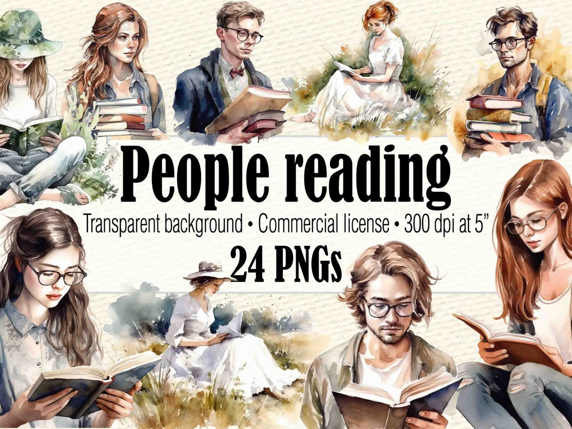 Girl Reading Clipart Cozy Reading Books Clipart Book Worm - Etsy