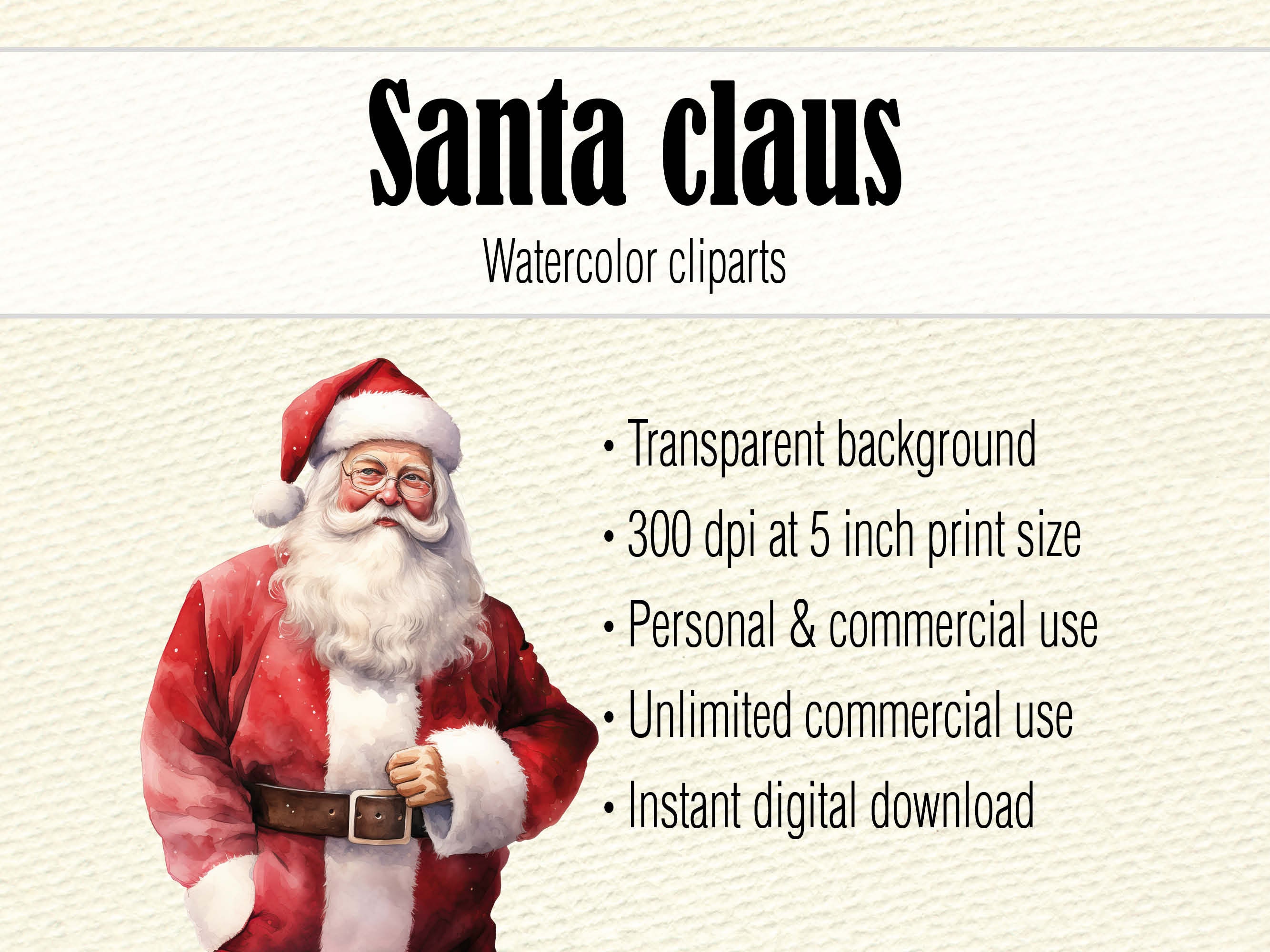 Santa Claus PNG, Watercolor Santa Clipart, Santa PNG Christmas Ephemera ...