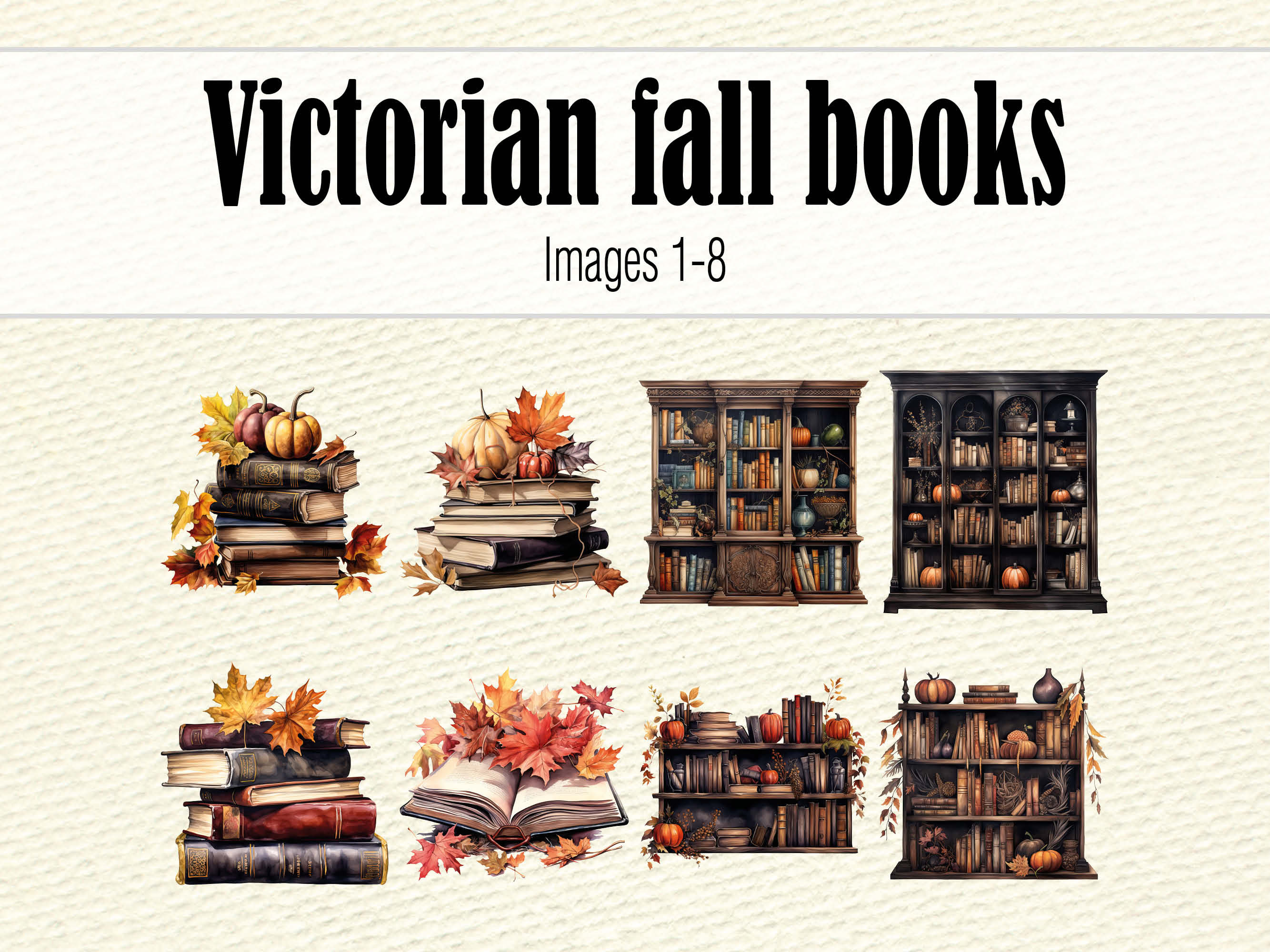 Fall Books Clipart, Cozy Autumn Victorian Clipart, Vintage Book Clipart ...