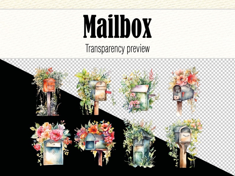 Watercolor Mailbox Clipart, Watercolor Letter Box Clipart, Farmhouse ...
