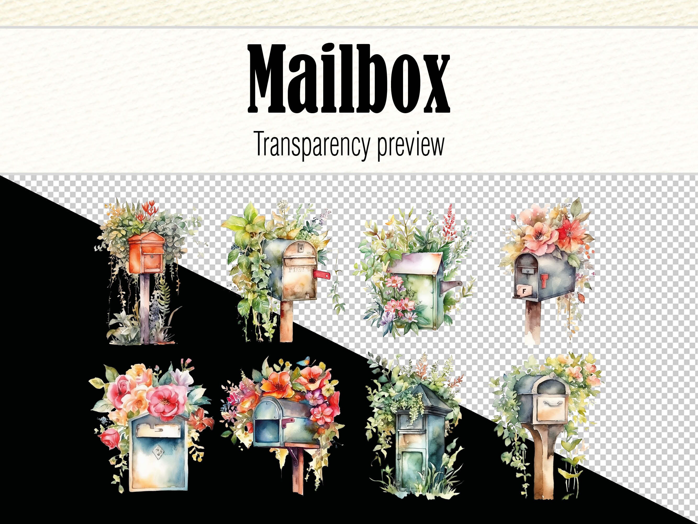 Watercolor Mailbox Clipart, Watercolor Letter Box Clipart, Farmhouse ...