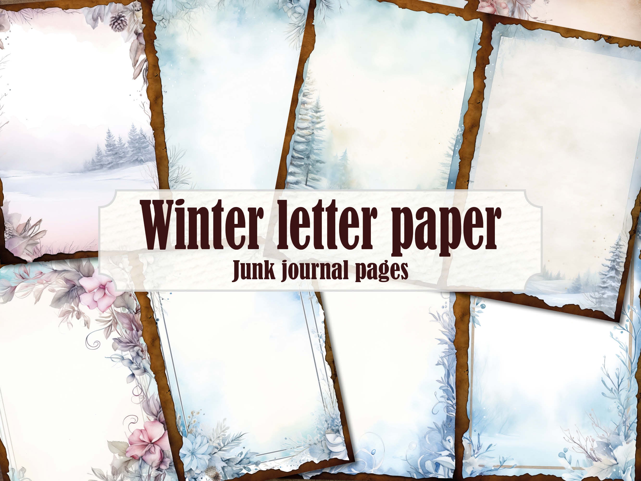 Winter Stationery Letter Writing Paper Junk Journal Pages, Christmas ...