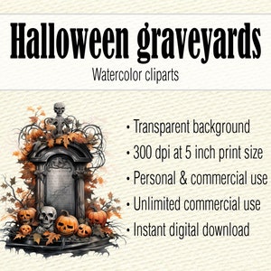 Graveyard Tombstone Clipart, Scary PNG Halloween Graphics, Horror ...