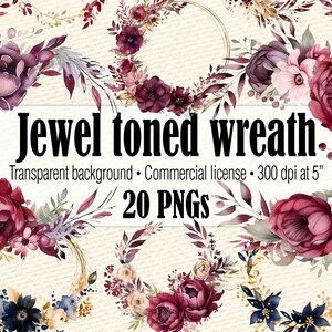 Watercolor Jewel Tone Floral Clipart, Jewel Tone Wedding Clipart ...