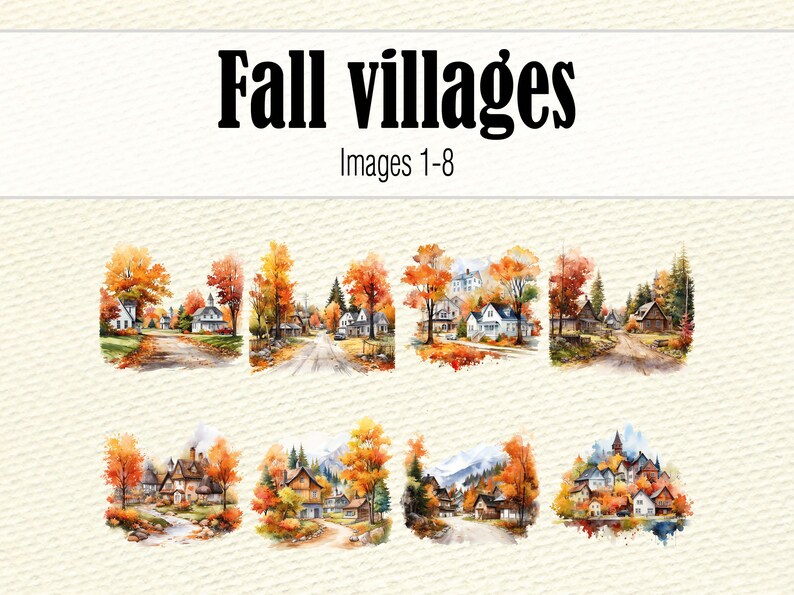 Fall Village Clipart, Cozy Autumn Clipart, Cottagecore Clipart ...