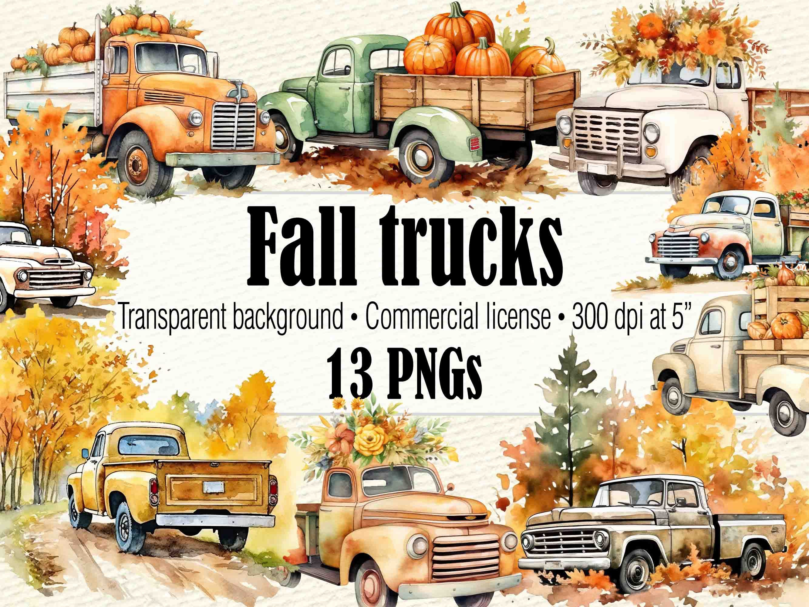 Fall Truck PNG, Pumpkin Truck Pickup Truck, Watercolor Truck, Old Truck ...