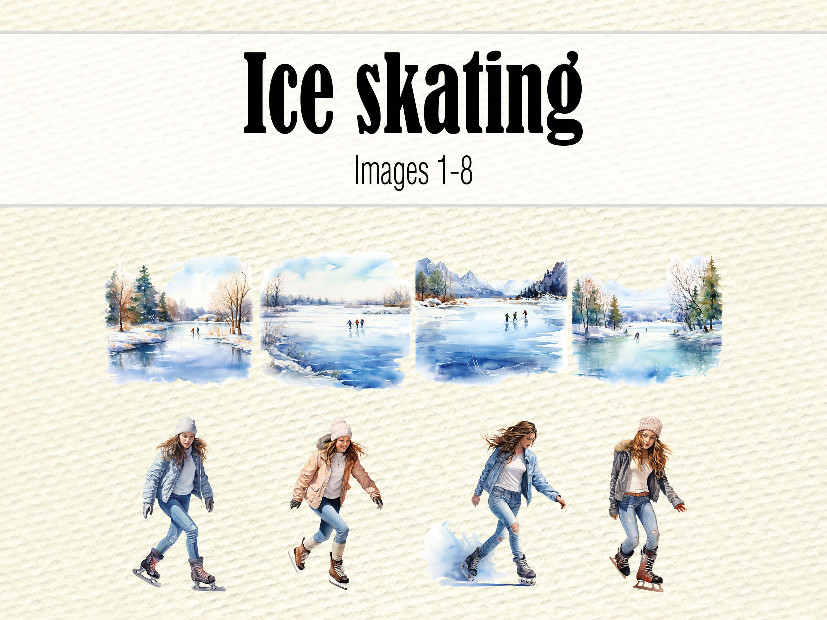 Ice Skating PNG, Figure Skating Watercolor Winter Scene Clipart, Ice ...