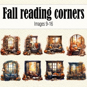 Book Nook Library Clipart, Cozy Autumn Reading Nook, Fall Books Clipart ...