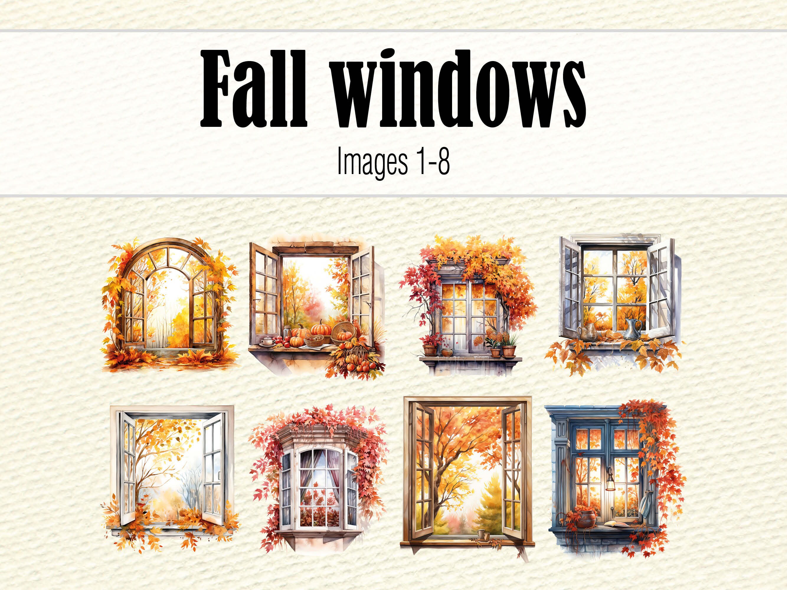 Fall Window Clipart, Cozy Autumn Clipart, Window PNG Boho Fall Clipart ...