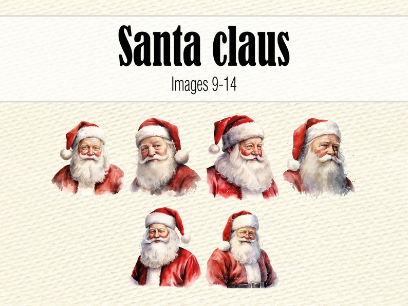 Santa Claus PNG, Watercolor Santa Clipart, Santa PNG Christmas Ephemera ...
