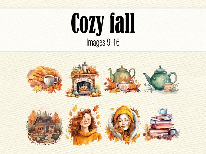 Fall Clipart Cozy Autumn Fall Girl Clipart Boho Fall PNG - Etsy