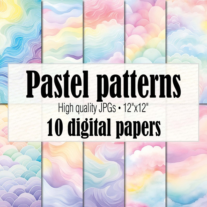Pastel Rainbow Digital Paper - Etsy