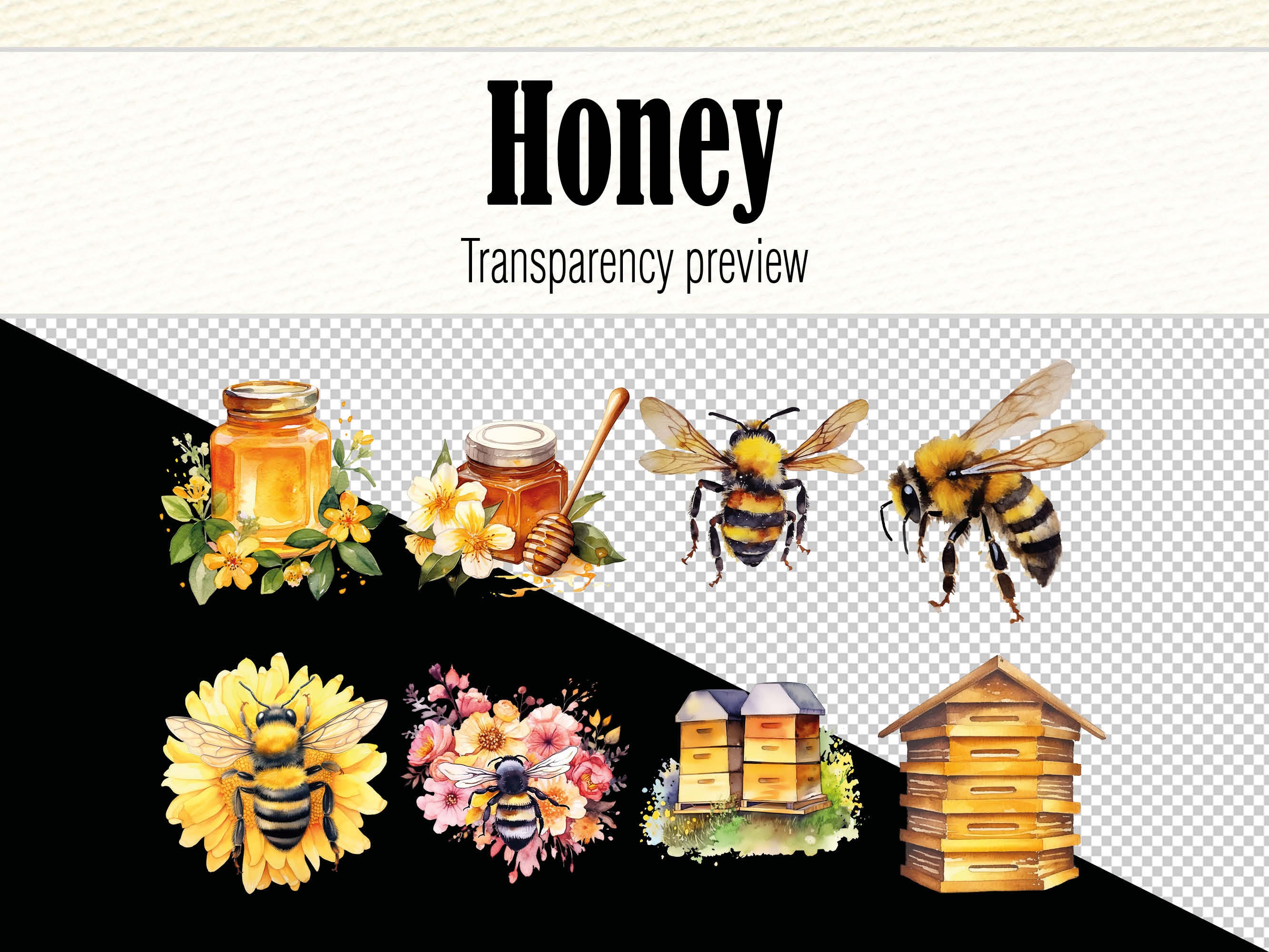 Watercolor Honey Clipart Bee Clipart Honey Bee PNG Bee Hive - Etsy