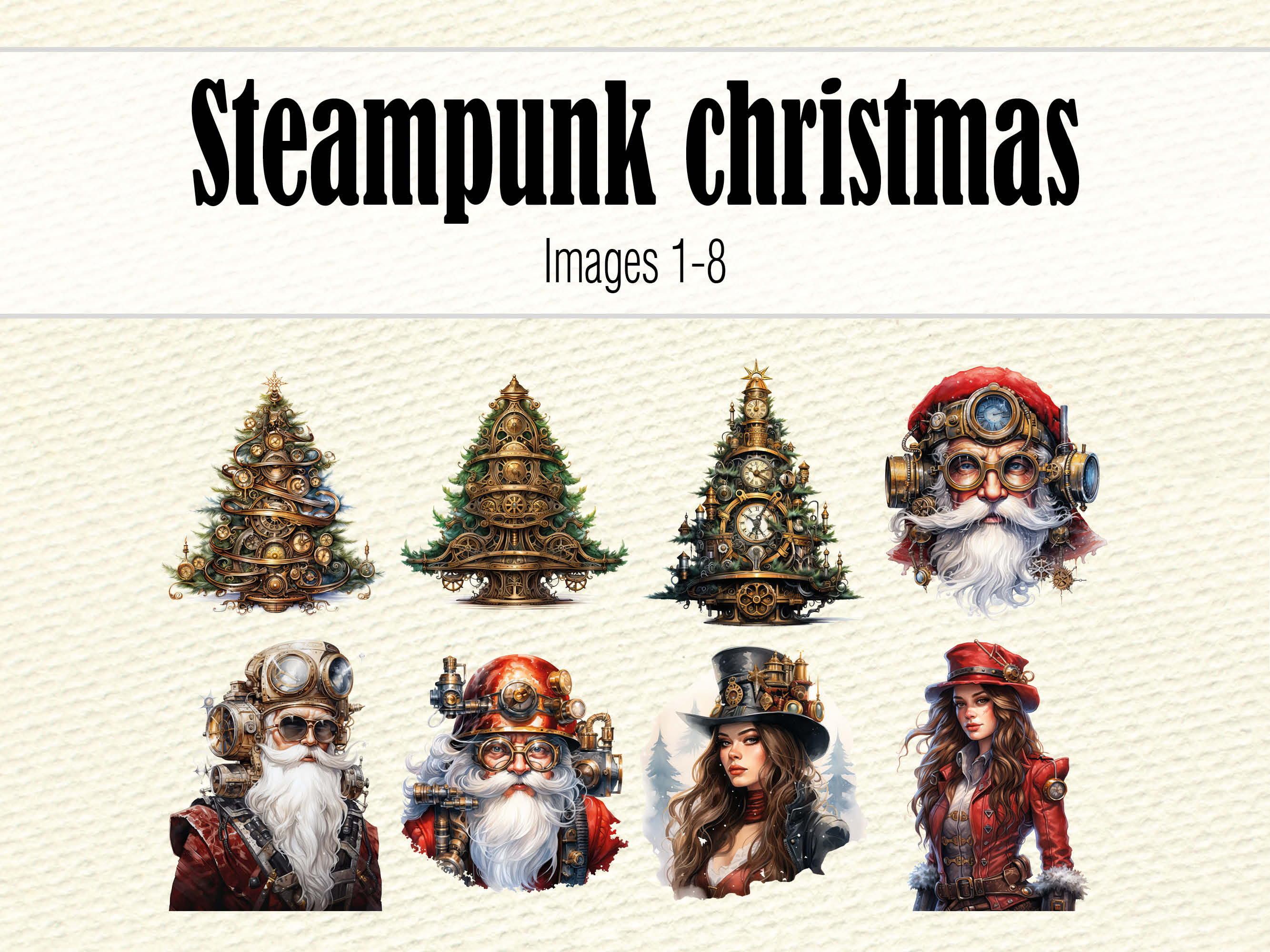 Watercolor Steampunk Christmas, Steampunk Santa Claus PNG, Steampunk ...